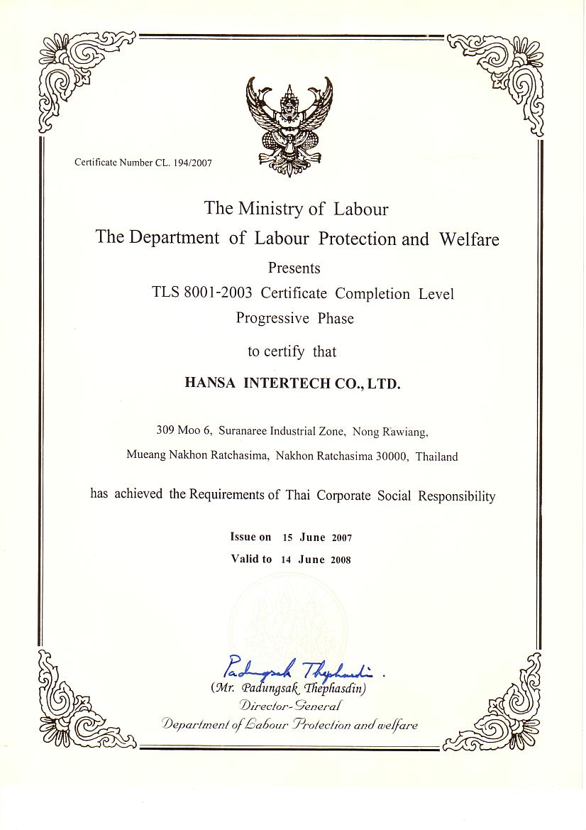 Certificate - hansa-boiler